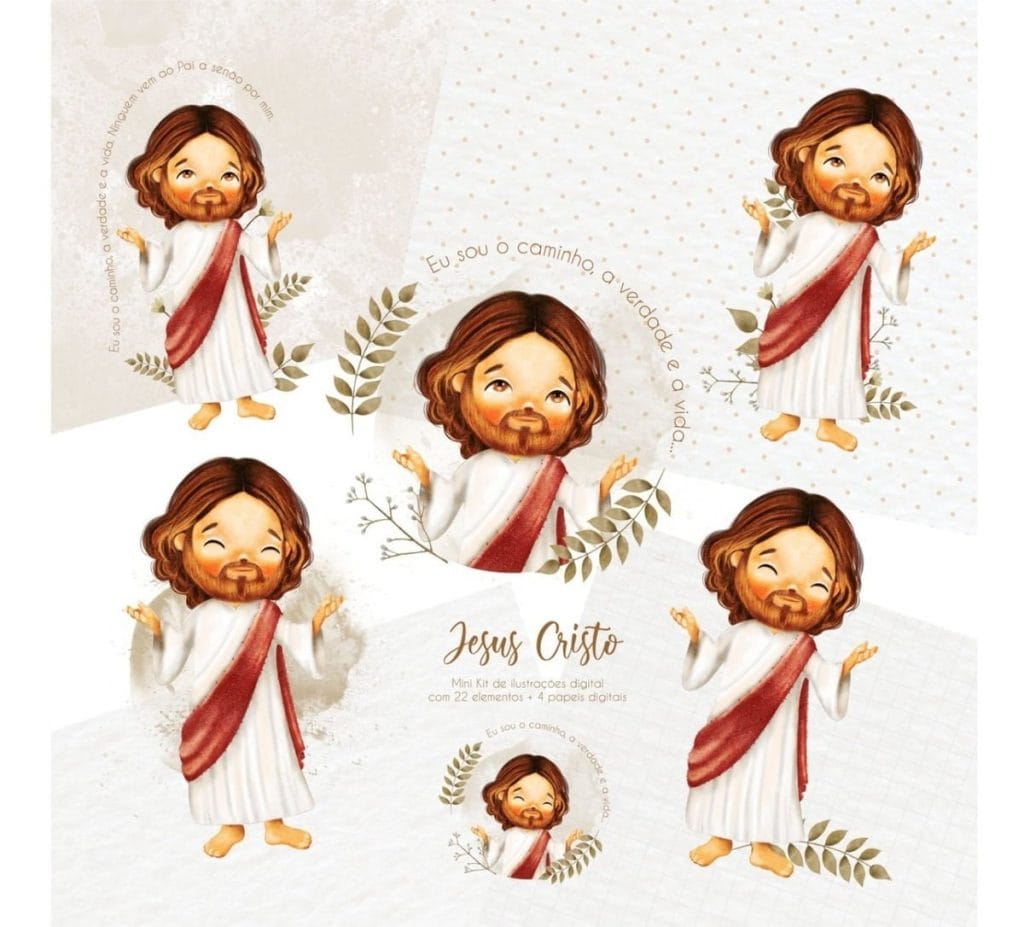 Kit Digital Jesus Cristo Santinhos Personalizados Papelaria - Midas Design