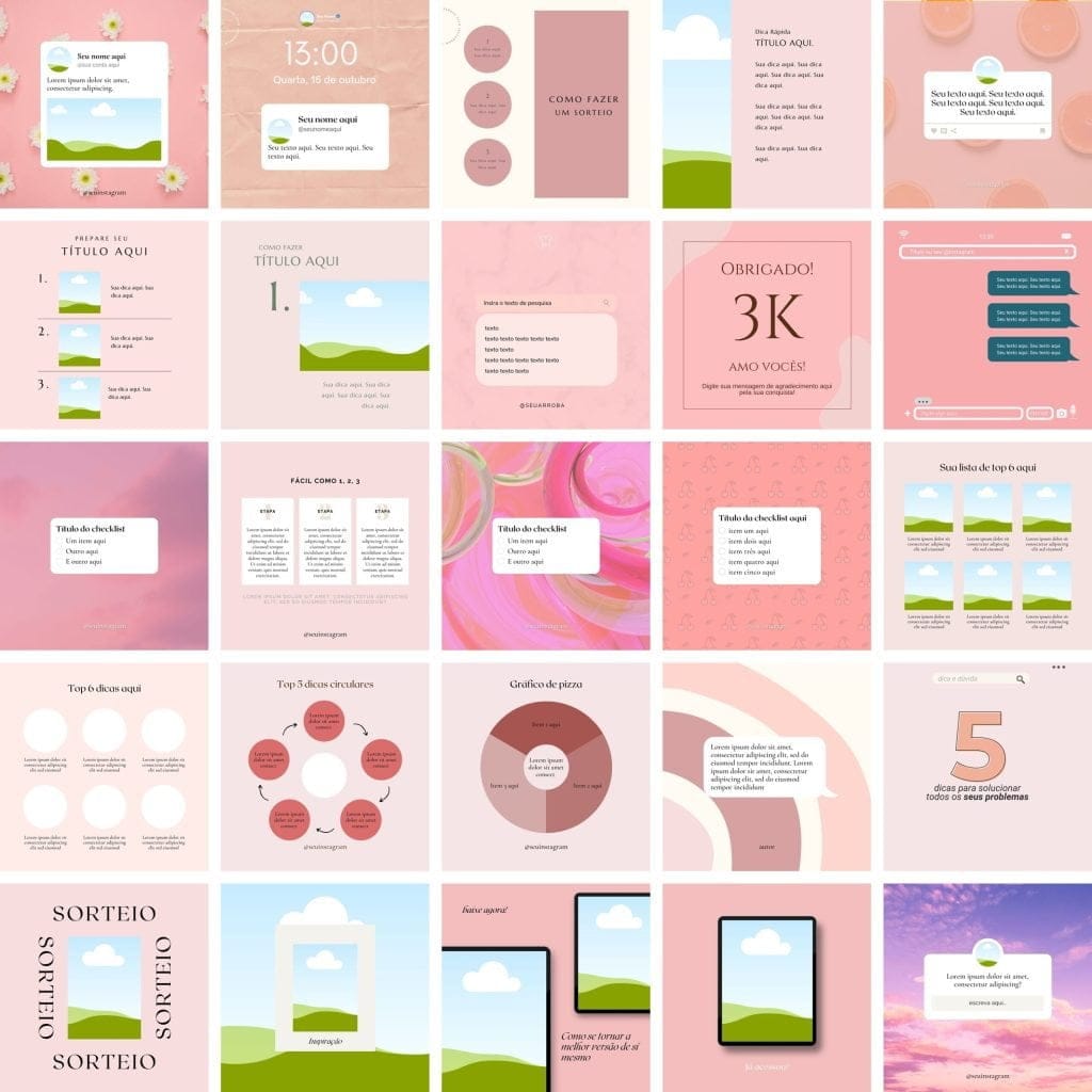 Pack Canva Feed Post Instagram 3.0 Templates Editáveis 100 Artes ...