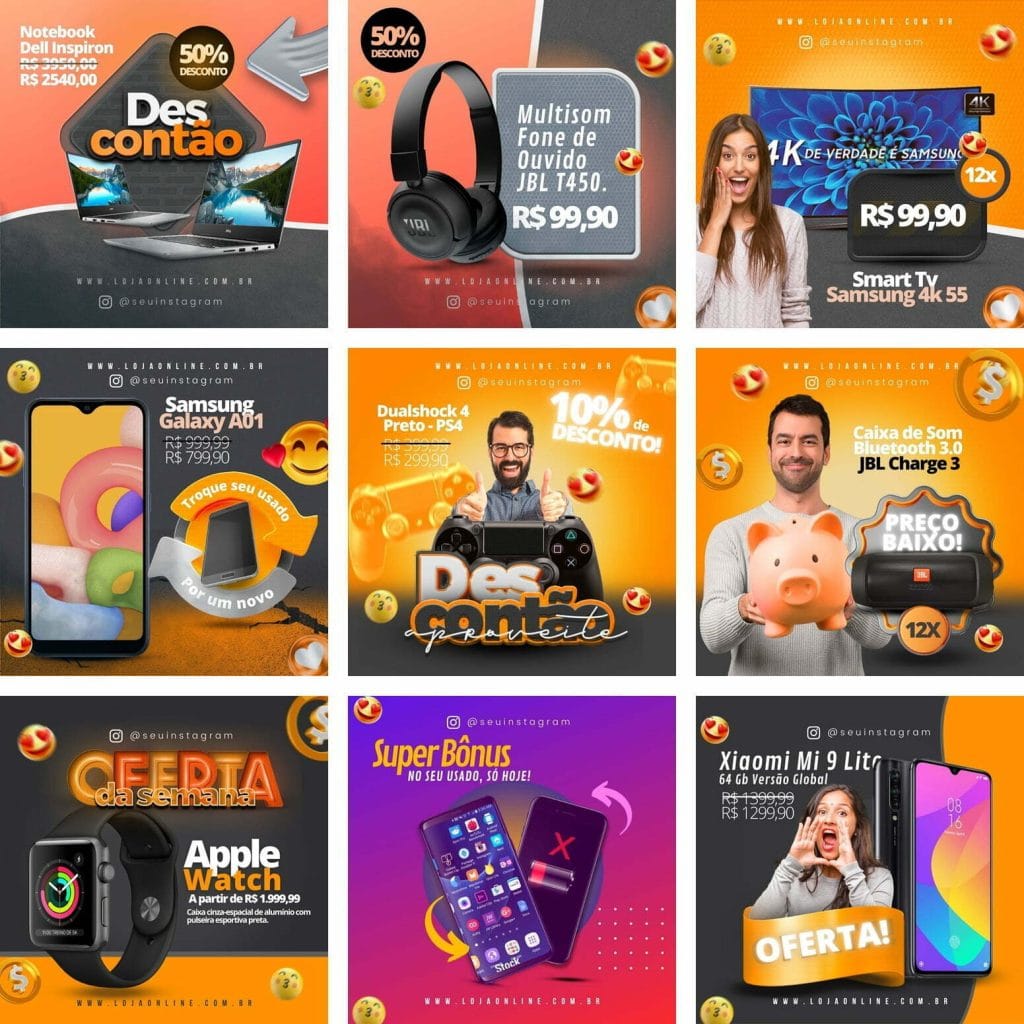 Pack Canva Loja de Eletrônicos Templates Editáveis 10 Artes + Bônus ...