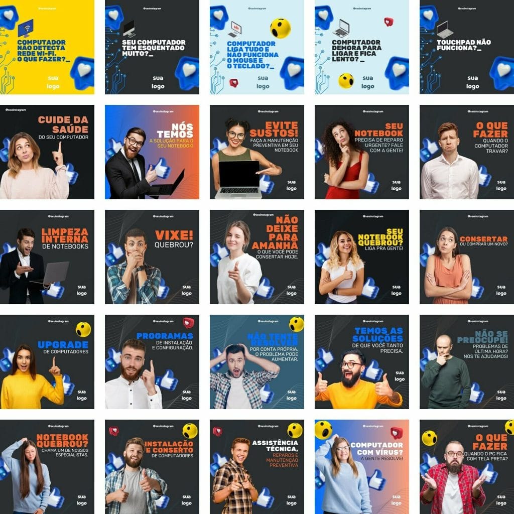 Pack Canva Loja de Informática Template Canva 200 Artes + Bônus - Midas ...