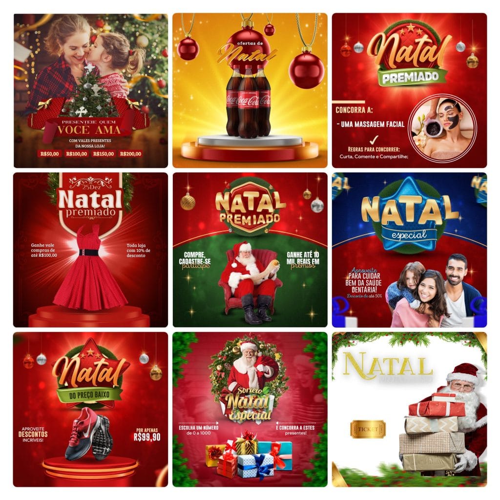 Pack Canva Natal Templates Editável 30 Artes + Bônus - Midas Design