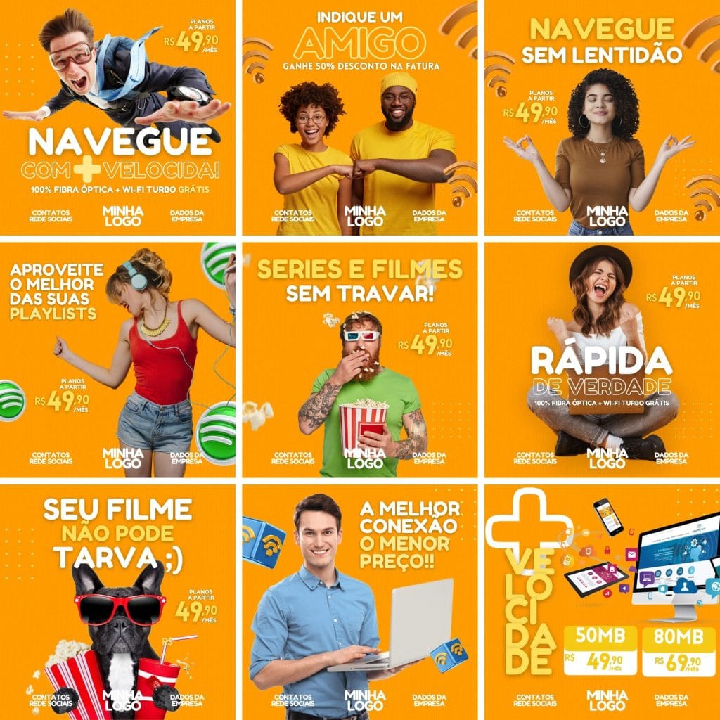 Pack Canva Provedor de Internet Templates Editáveis 28 Artes + Bônus ...